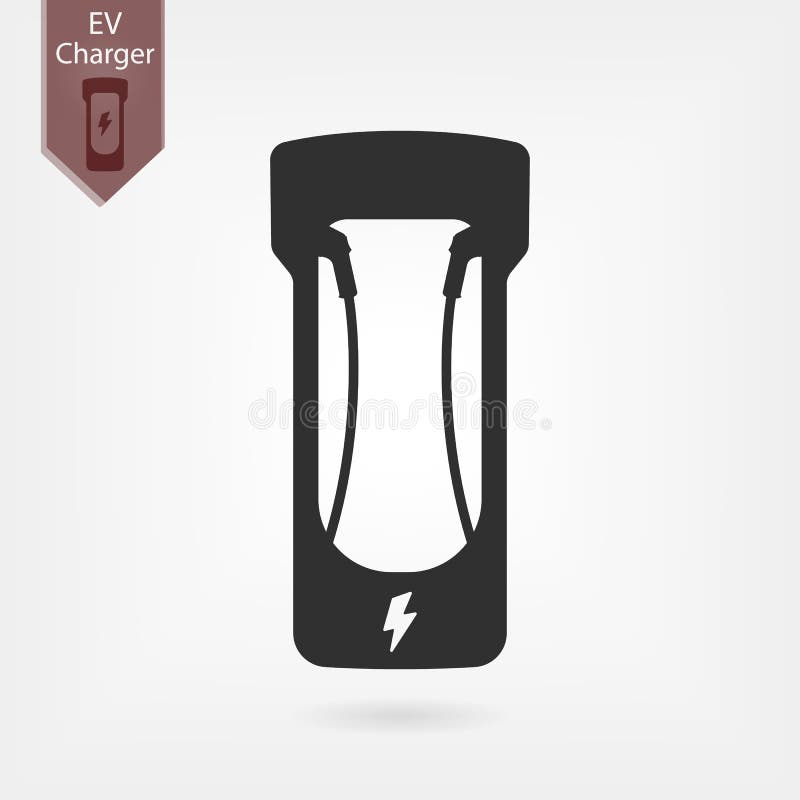 Vector Electric Car Charging Station Icon. Simple Outline Flat Design ...