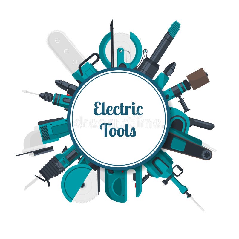 Vector Electric Construction Tools Under Circle with Place for Text ...