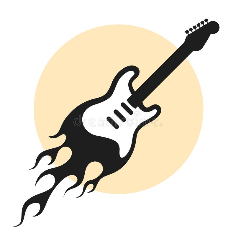 Vector Electric Guitar on Fire Design Stock Vector - Illustration of ...