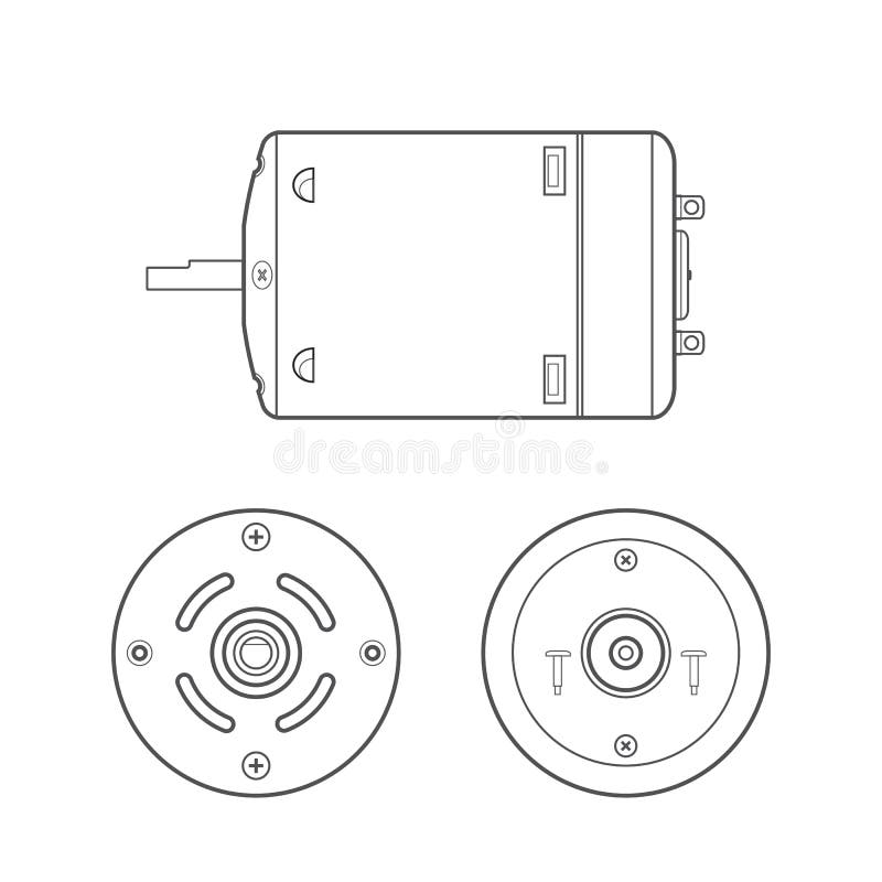 Vector Electric Motor Outline Illustration Stock Vector - Illustration ...