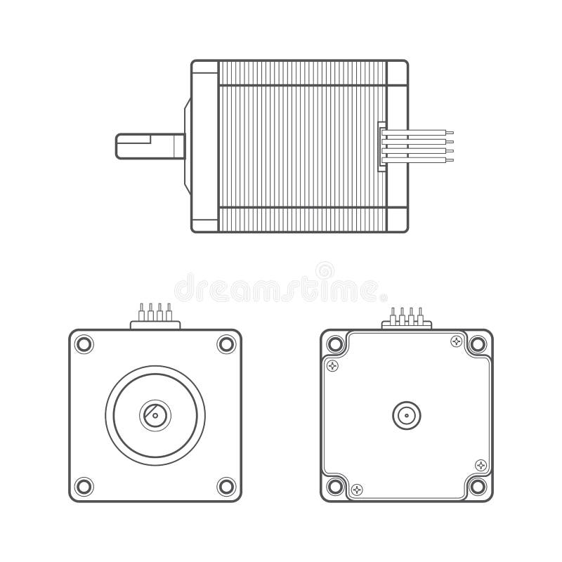 Vector Electric Motor Outline Illustration Stock Vector - Illustration ...