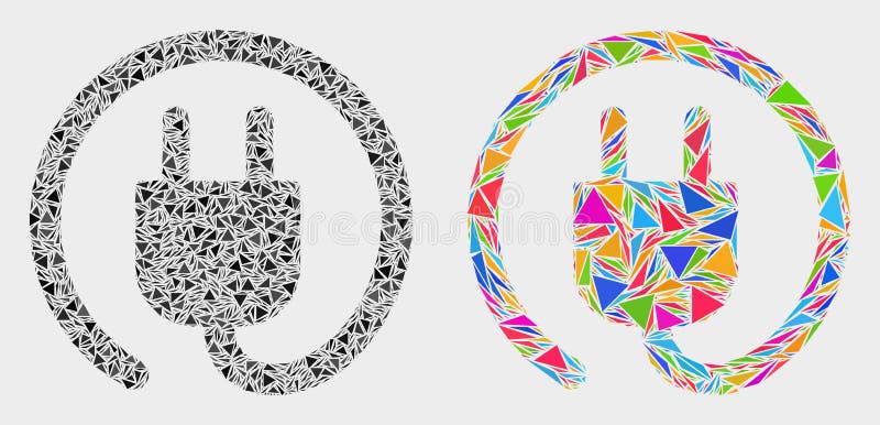Vector Electric Plug Mosaic Icon of Triangle Items Stock Vector ...