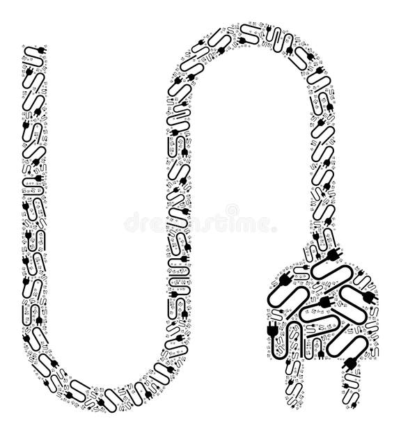 Electrical Cord Recursion Icon Collage of Self Icons Stock Vector ...
