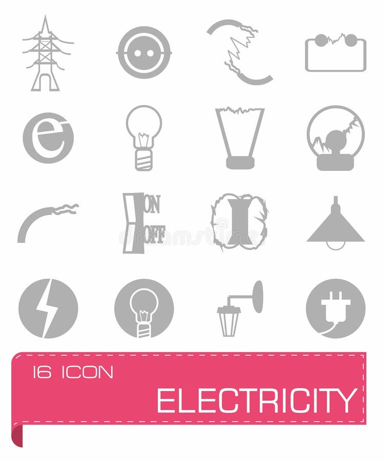 Vector Electricity Icon Set Stock Vector - Illustration of equipment ...