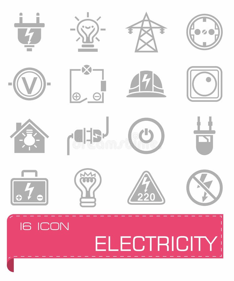 Vector Electricity Icon Set Stock Vector - Illustration of watt, lamp ...