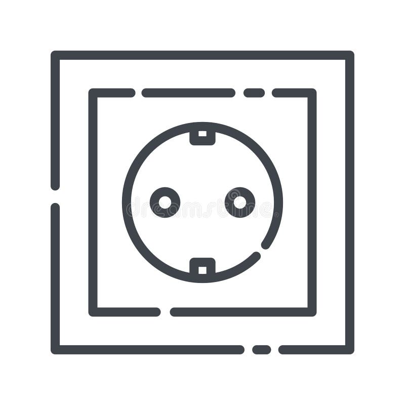 Vector Electricity Socket Line Icon Isolated on Transparent Background ...