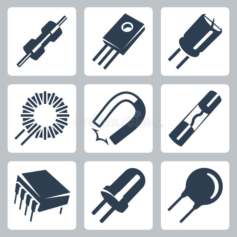 Vector Electronic Components Icons Set Stock Vector - Illustration of ...