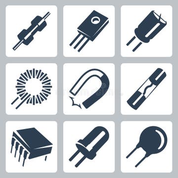 Vector Electronic Components Icons Set Stock Vector - Illustration of ...