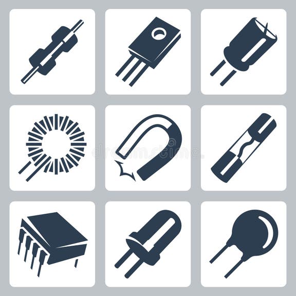 Vector Electronic Components Icons Set Stock Vector - Illustration of ...