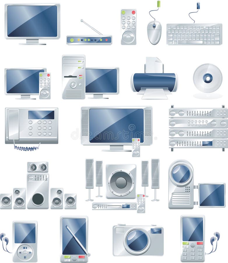 Vector Electronic Equipment Icon Set Stock Vector - Illustration of ...