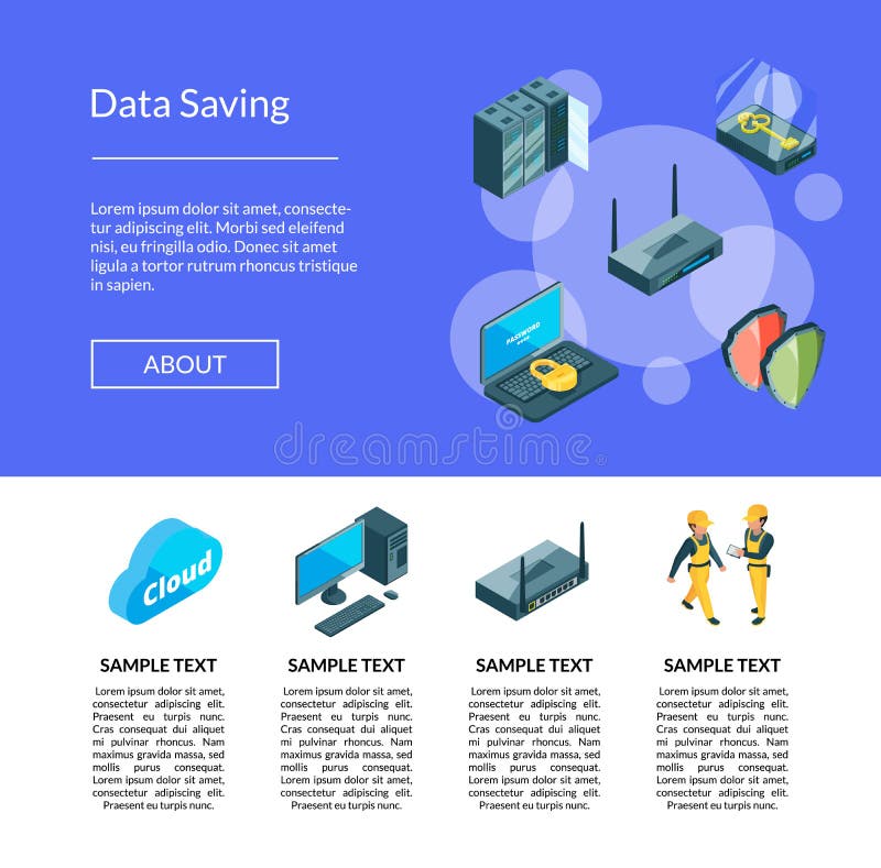 Vector Electronic System of Data Center Icons Page Stock Vector ...
