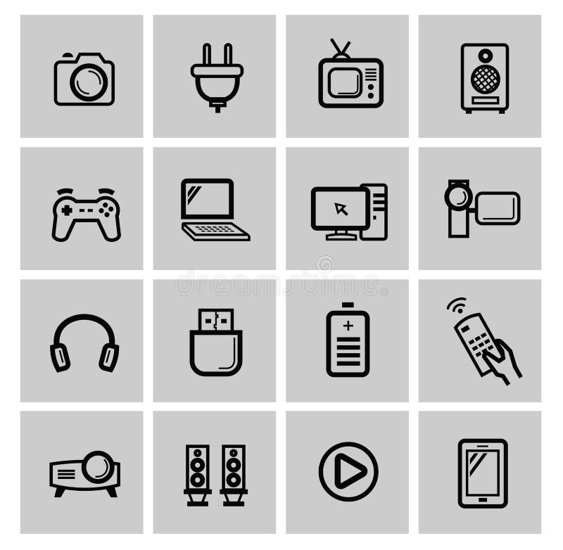 Thin Electronic Computer Device Icon Set Stock Vector - Illustration of ...
