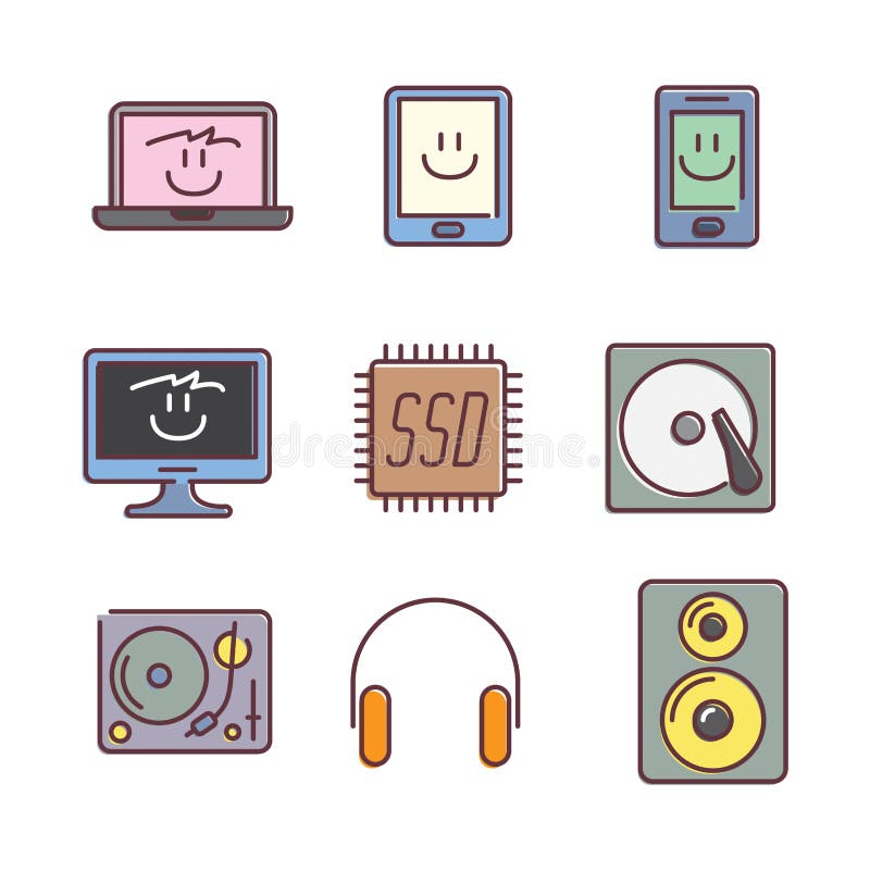 Vector electronics icons stock vector. Illustration of element - 62795755