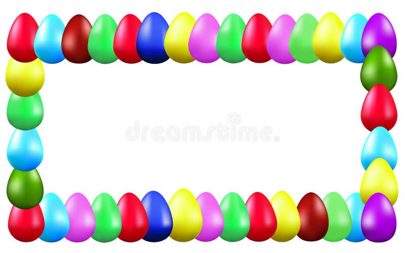Vector Elegant and Bright Easter Frame of Colorful Eggs Stock ...