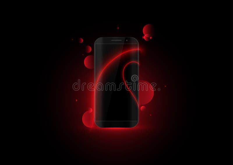 Black Mobile with Red Lines Stock Illustration - Illustration of ...