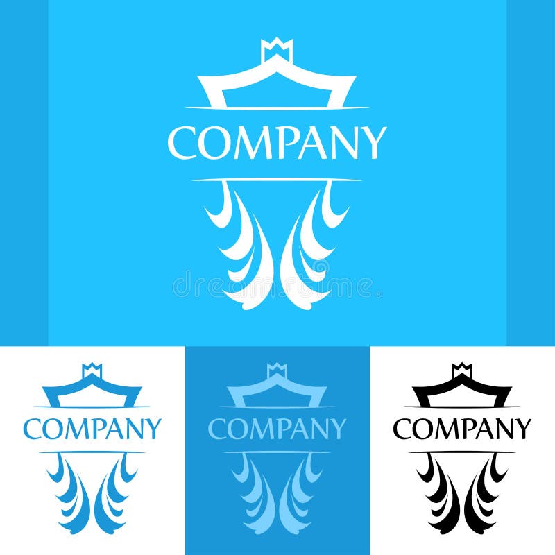 Vector Elegant Line Art Blue Blazon Stock Vector - Illustration of ...