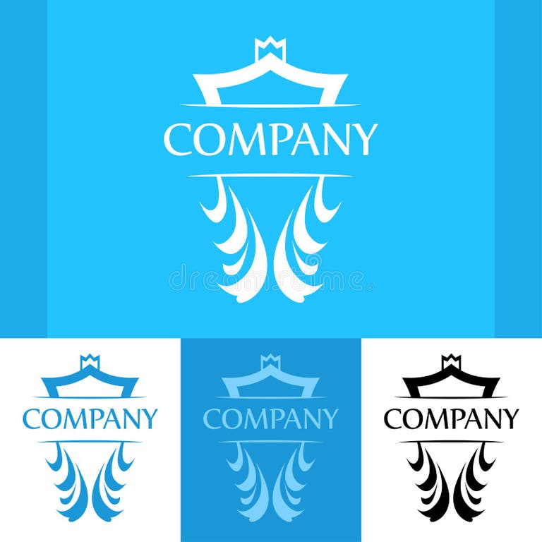 Vector Elegant Line Art Blue Blazon Stock Vector - Illustration of ...