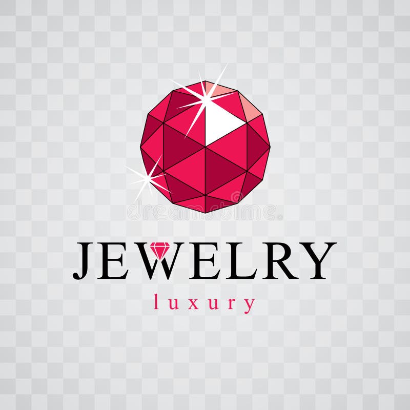 Vector Elegant Sparkling Gem. Faceted Gemstone Sign Emblem. Stock ...