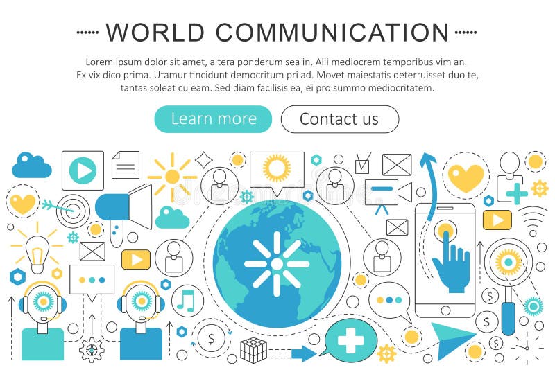 Mobile Communication Web Header Stock Illustration - Illustration of ...