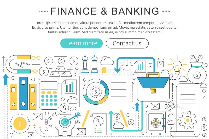 Vector Elegant Thin Line Flat Modern Art Design Finance Banking ...