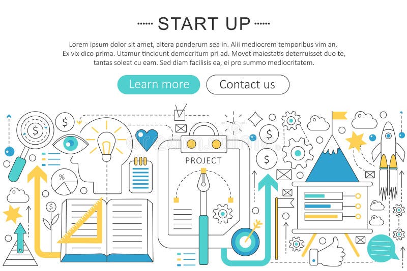 Vector Elegant Thin Line Flat Modern Design Start-up Business Concept ...