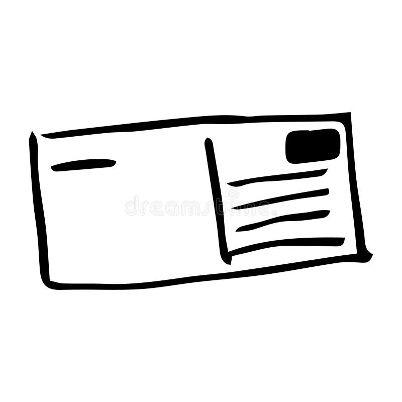 Vector Doodle Postal Envelope on White Background. Stock Vector ...