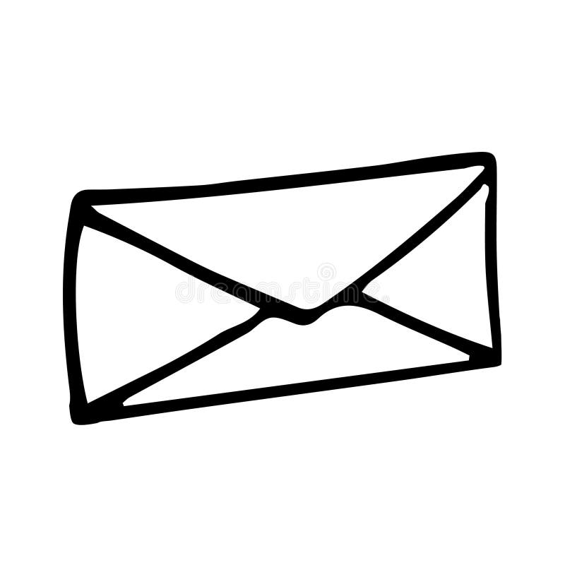 Vector Doodle Postal Envelope on White Background. Stock Illustration ...