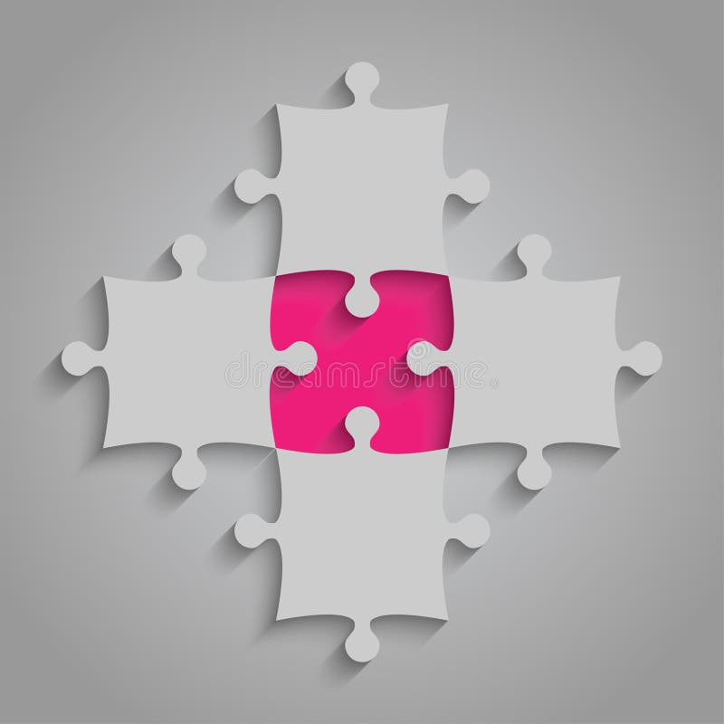 Vector Element Puzzles JigSaw - 5 Pieces. Pink. Stock Vector ...