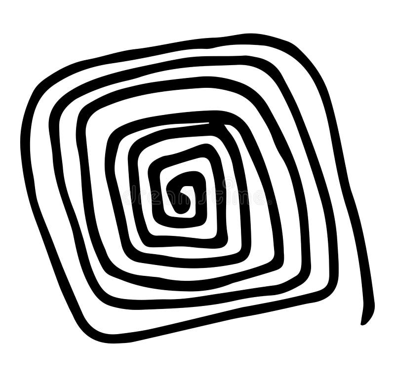Vector Element of a Square Spiral with Rounded Corners Drawn Manually ...