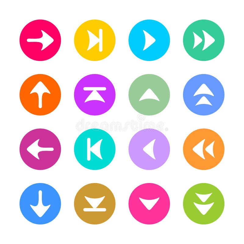 Arrow Sign Icon Set in Flat Style Stock Vector - Illustration of left ...
