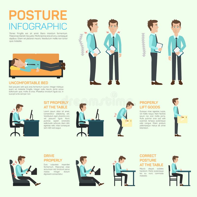 Vector Elements Of Improving Your Posture Infographic Stock Vector