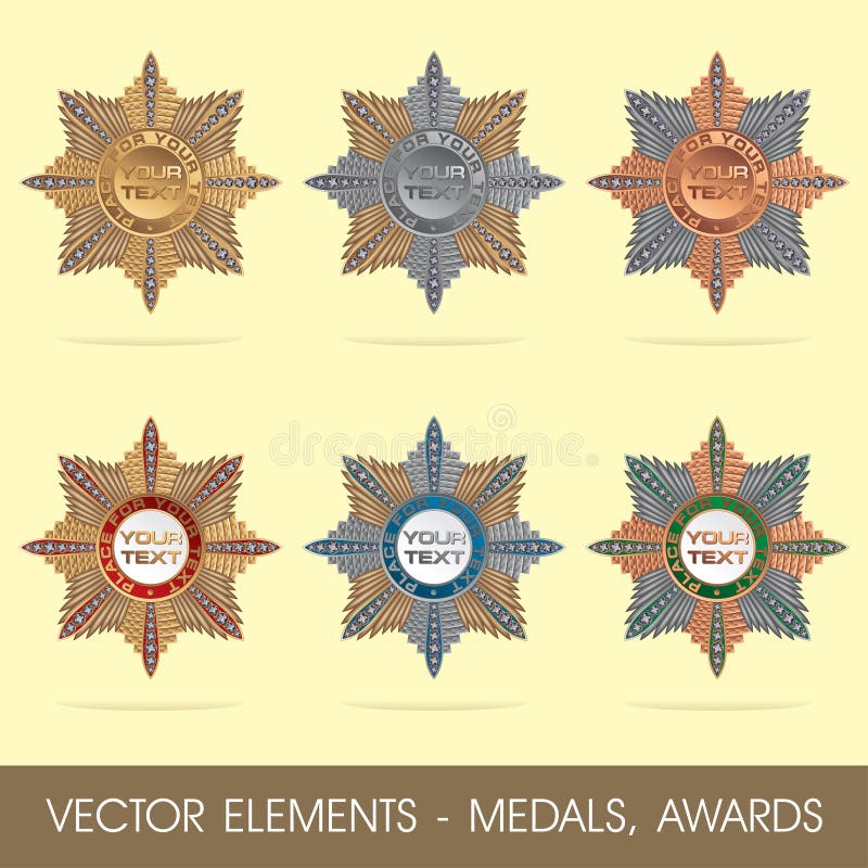 Vector Elements - Medals, Awards Stock Vector - Illustration of label ...