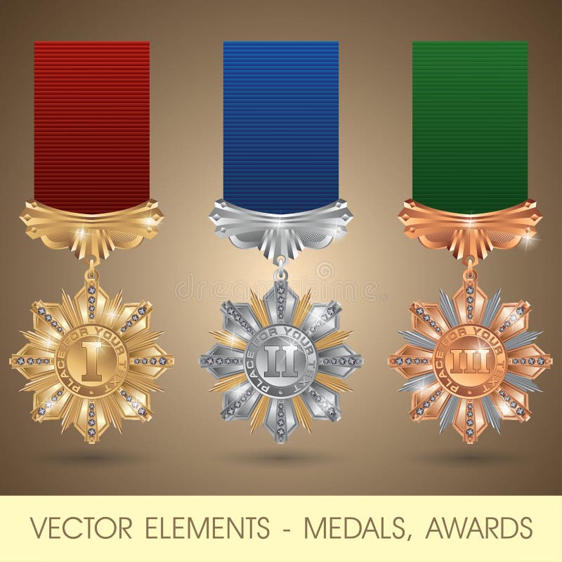 Vector Elements - Medals, Awards Stock Vector - Illustration of blue ...