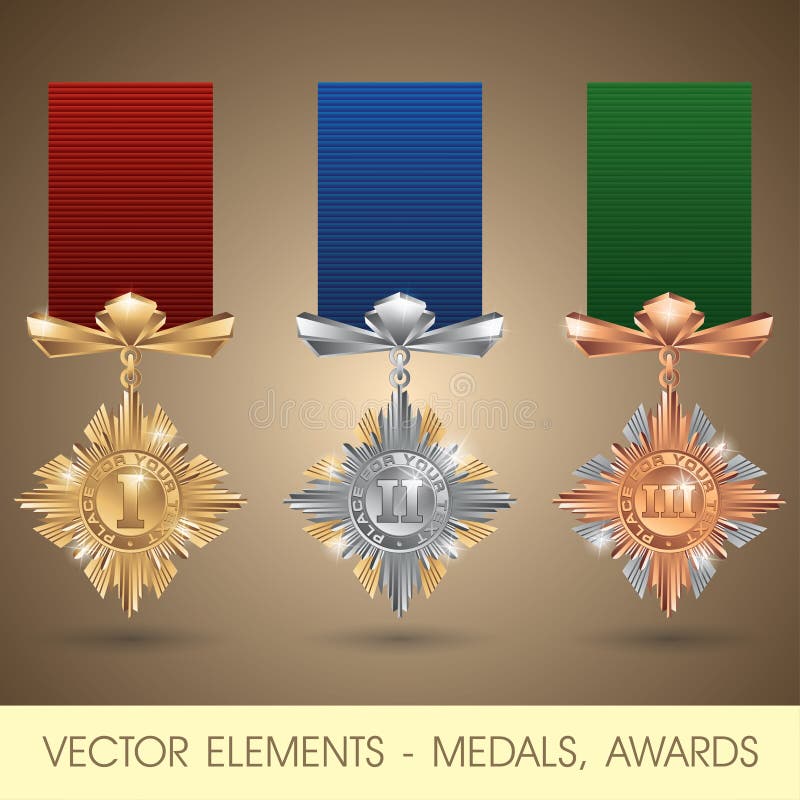 Vector Elements - Medals, Awards Stock Vector - Illustration of ...