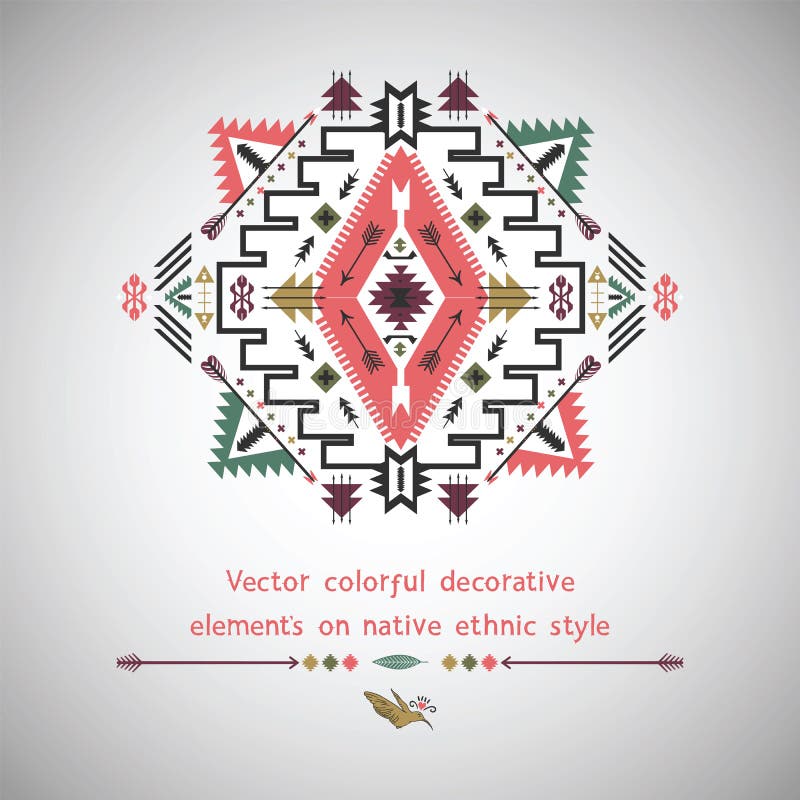 Vector Elements On Native Ethnic Style Stock Vector - Illustration of ...