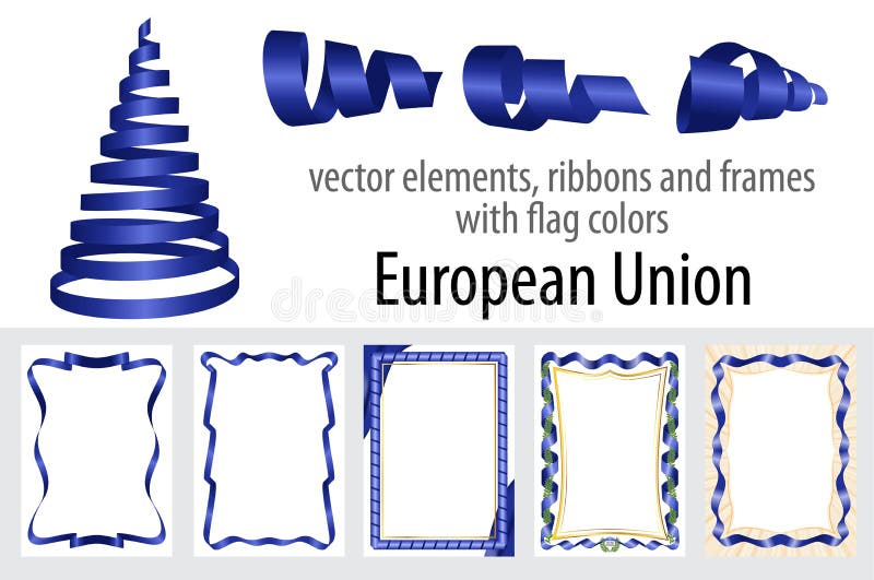 Vector Elements, Ribbons and Frames with Flag Colors European Union ...