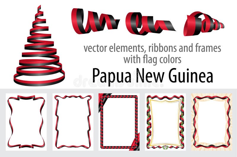 Vector Elements, Ribbons and Frames with Flag Colors Papua New Guinea ...