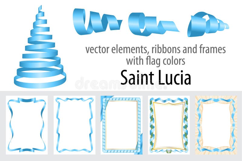 Vector Elements, Ribbons and Frames with Flag Colors Saint Lucia ...