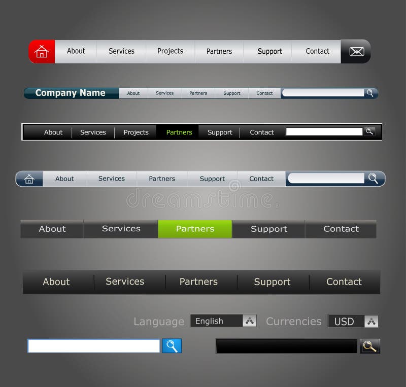 Metallic Website Design Elements Stock Vector - Illustration of basket ...