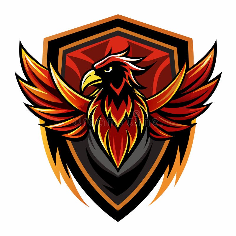 A Vector Emblem Design Featuring a Fiery Phoenix Eagle with ...