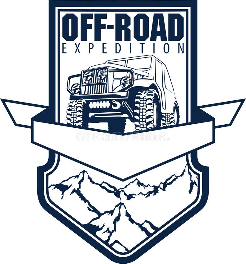 Vector Emblem with 4x4 Off-road Car and Mountains Forest Stock Vector ...