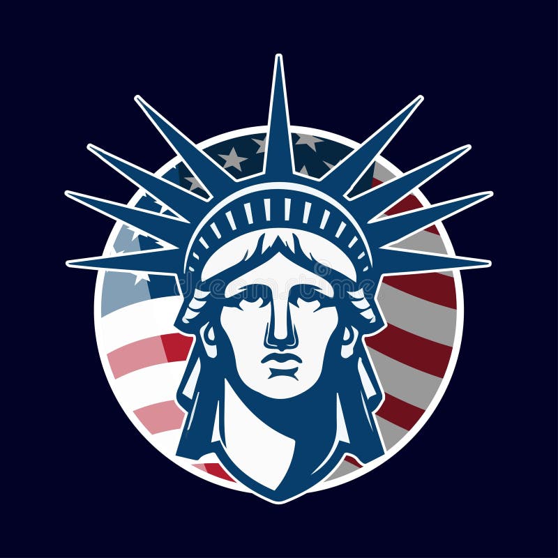 Vector Emblem of the Statue of Liberty on the Background of the ...