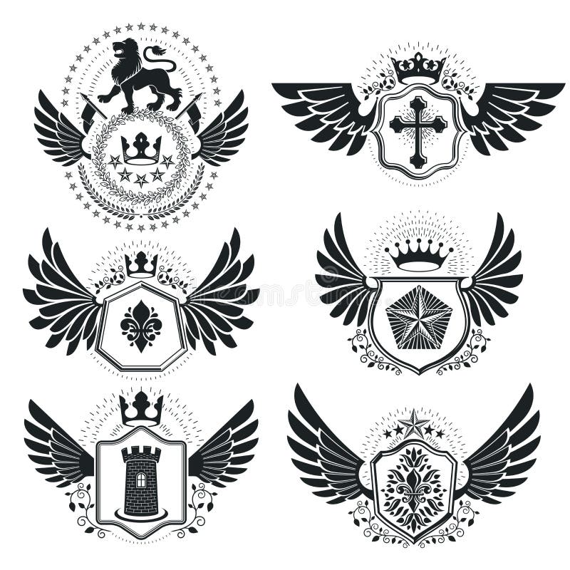 Vector Emblems, Vintage Heraldic Designs. Coat of Arms Stock Vector ...
