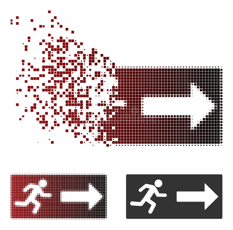 Fragmented Pixel Halftone Emergency Exit Icon Stock Vector ...