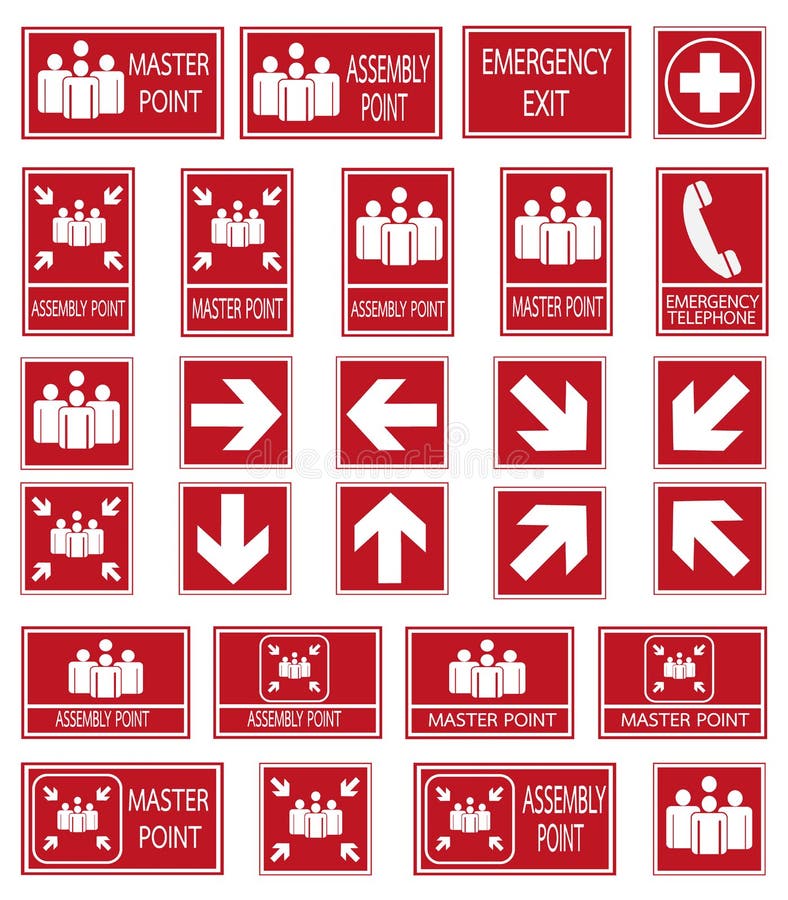 Vector Emergency Exit Signs Set on Red Background Stock Vector ...