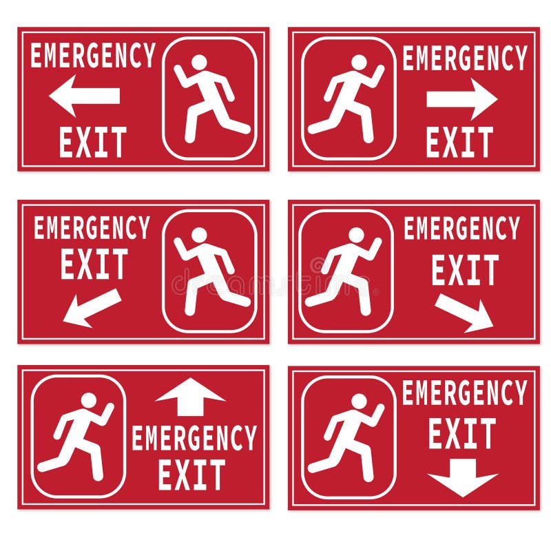 Vector Emergency Exit Symbol- Evacuate Sign Collection Stock ...