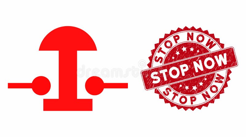 Emergency Stop Button Icon with Distress Stop Now Seal Stock ...