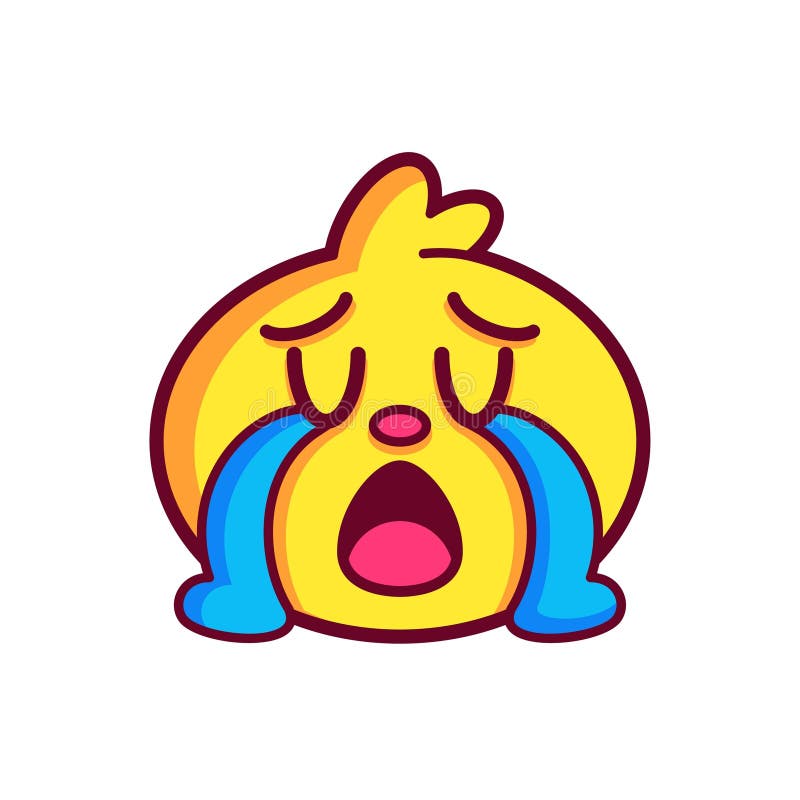 Vector Emoji Cute Loudly Crying Face Illustration Isolated Stock Vector ...