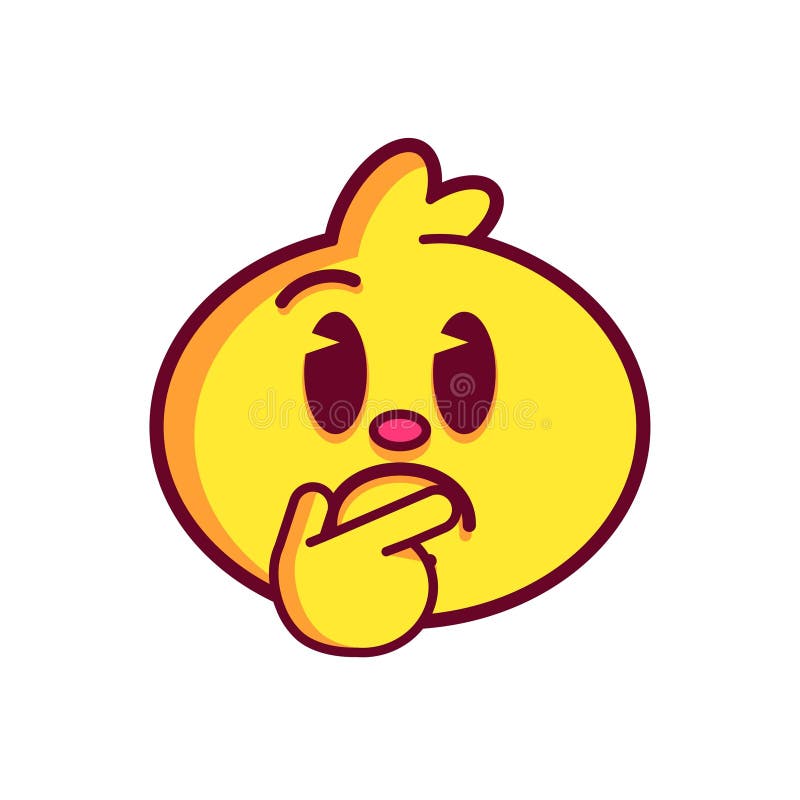 Vector Emoji Cute Thinking Face Illustration Isolated Stock Vector ...