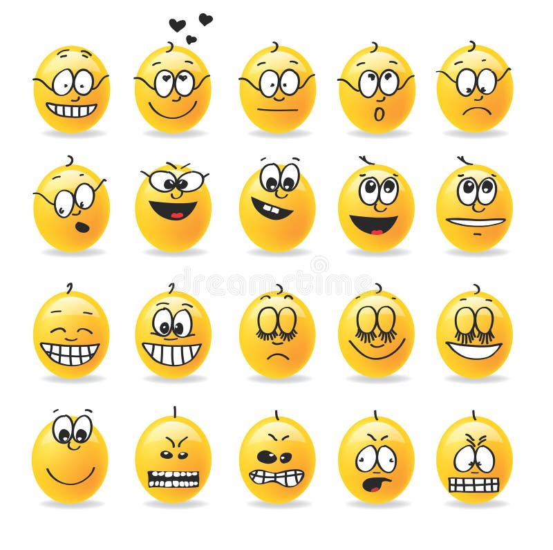 Vector Smiley Emotions Moods Stock Vector - Illustration of think ...